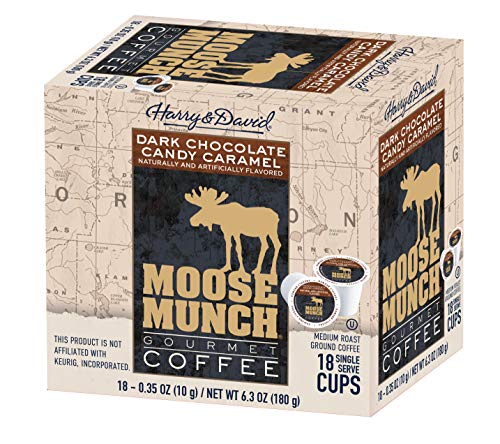 Moose Munch Coffee in Single Serve Cups for use with all Keurig K-Cups Brewers 36 Count (Dark Chocolate Candy Caramel)