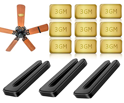 HFYHWT 12 PCS Ceiling Fan Blade Balancing Kit, 3 Sets Fan Balance Kit Including 3 Pcs Resilient Fan Balance Clips and 9 Pcs Metal Self-Adhesive 3G Weight, Practical Ceiling Fan Balancing Kit