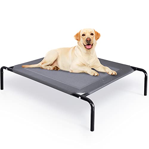 BRIKY Elevated Dog Bed, Outdoor Raised Dog Cots Beds for Extra Large Medium Small Dogs, Portable Pet Beds with Cooling Washable Mesh XL