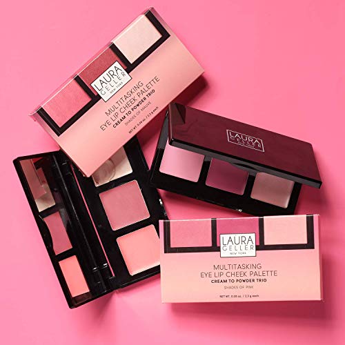 LAURA GELLER NEW YORK Multitasking Eye Lip Cheek Palette Cream to Powder Trio, Pink