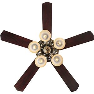 FINXIN Indoor Ceiling Fan Light Fixtures New Bronze Remote LED 52 Ceiling Fans For Bedroom,Living Room,Dining Room Including Motor,5-Light,5-Blades,Remote Switch