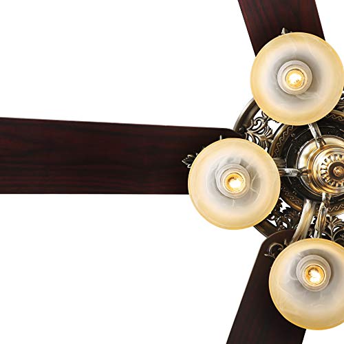 FINXIN Indoor Ceiling Fan Light Fixtures New Bronze Remote LED 52 Ceiling Fans For Bedroom,Living Room,Dining Room Including Motor,5-Light,5-Blades,Remote Switch