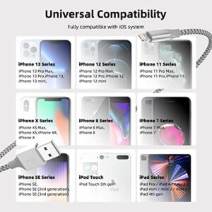 iPhone Charger 3 Pack 10 ft Apple MFi Certified Lightning Cable Nylon Braided Cable iPhone Charger Fast Charging Cord Compatible with iPhone 13 12 11 Pro Max XR XS X 8 7 6 Plus SE iPad and More