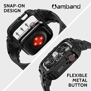 amBand Bands Compatible with Apple Watch 8/7 41mm, M1 Sport Series Rugged Case with TPU Strap Military Protective Tough Cover Bumper for iWatch 6/SE/5/4/3/2 40mm 38mm Men Black