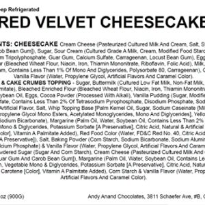 Andy Anand Red Velvet Cheesecake 9" Fresh Made in Traditional Way, Amazing-Delicious-Decadent & Greeting Card, Birthday Valentine, Christmas, Mothers Fathers day, Anniversary Gourmet Food (2 lbs)