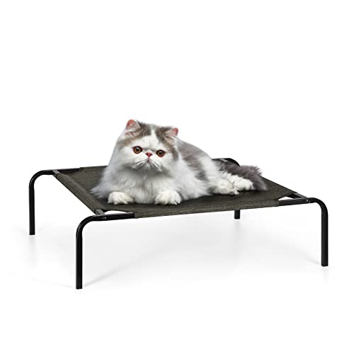 Cat Bed Dog Bed Elevated Pet Bed Raised Cat Cot Indoor & Outdoor Waterproof Breathable Chew Proof Dog Cat Bed Portable Pet Cot for Small Dogs & Cats, Rustic Gray