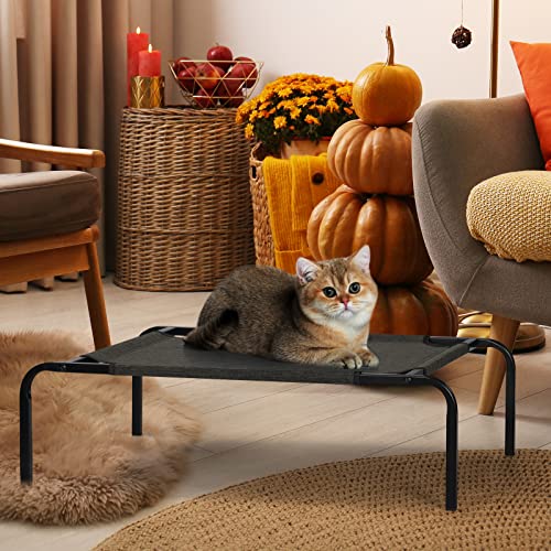 Cat Bed Dog Bed Elevated Pet Bed Raised Cat Cot Indoor & Outdoor Waterproof Breathable Chew Proof Dog Cat Bed Portable Pet Cot for Small Dogs & Cats, Rustic Gray