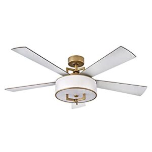 Hinkley Hampton 56" Indoor Smart Ceiling Fan with Remote - Integrated LED Lighting, Linen Drum Shade with Sophisticated Metallic Accents, Heritage Brass