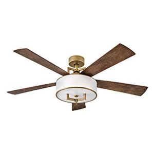 Hinkley Hampton 56" Indoor Smart Ceiling Fan with Remote - Integrated LED Lighting, Linen Drum Shade with Sophisticated Metallic Accents, Heritage Brass