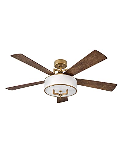 Hinkley Hampton 56" Indoor Smart Ceiling Fan with Remote - Integrated LED Lighting, Linen Drum Shade with Sophisticated Metallic Accents, Heritage Brass