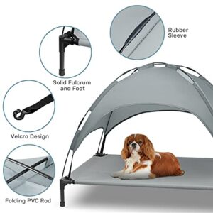 Heeyoo Elevated Dog Bed with Canopy, Outdoor Dog Cot with Removable Canopy Shade Tent, Portable Raised Pet Cot Cooling Bed for Dogs and Cats, 42 inches