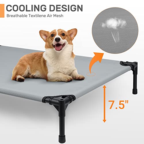 Heeyoo Elevated Dog Bed with Canopy, Outdoor Dog Cot with Removable Canopy Shade Tent, Portable Raised Pet Cot Cooling Bed for Dogs and Cats, 42 inches