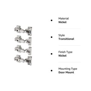 IKEA Cabinet Hinges | Soft Closing with Dampers, Nickel Plated - Pack of 4