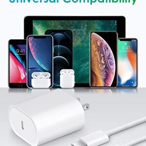 Charger for iPhone 12/13【MFi Apple Certified】, PD 20W Fast Charger with 6FT Fast Charging Cord, USB C Charger Block & Fast SATA Cable for iPhone 12/13/iPad/iPod/Air Pods & More