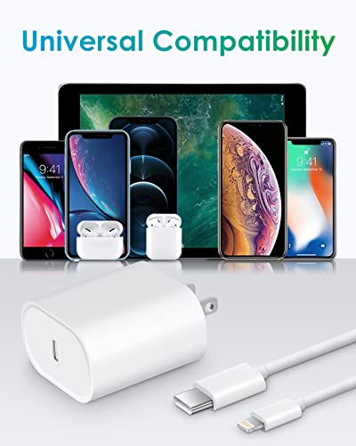 Charger for iPhone 12/13【MFi Apple Certified】, PD 20W Fast Charger with 6FT Fast Charging Cord, USB C Charger Block & Fast SATA Cable for iPhone 12/13/iPad/iPod/Air Pods & More