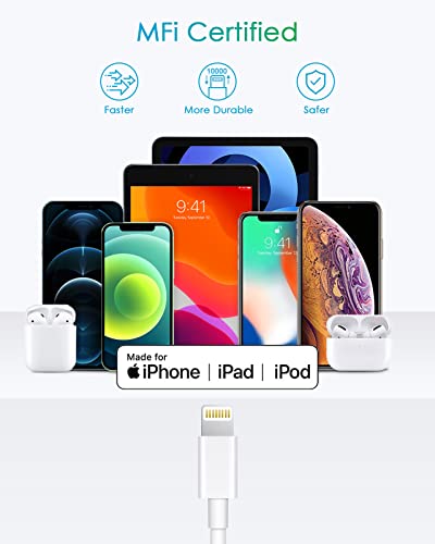 Charger for iPhone 12/13【MFi Apple Certified】, PD 20W Fast Charger with 6FT Fast Charging Cord, USB C Charger Block & Fast SATA Cable for iPhone 12/13/iPad/iPod/Air Pods & More