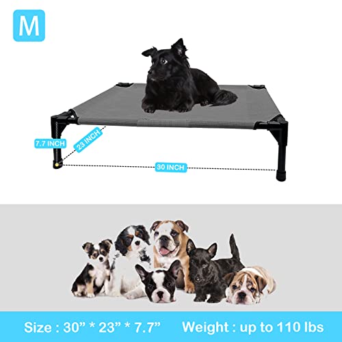 Elevated Dog Bed – Raised Dog Bed for Small Medium Dogs, Outdoor Dog Cot, Portable Pet Beds with No-Slip Feet, Washable & Breathable Mesh, Grey