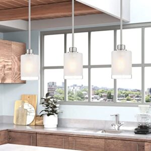 Dolaimi House 3 Pack 1-Light Pendant Ceiling Light Industrial Farmhouse Fixture Clear Frosted Glass with Brushed Nickel Finish for Bedroom Hallway Dining Room Entryway Kitchen Cafe Bar