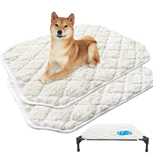 Elevated Dog Bed Pad Waterproof 2 Pack (25" X32"), Soft Plush Dog Pet Pad for Dog Cot Bed, Machine Washable Dog/Cat Beds Pad with Corner Straps, Waterproof (Pad Only, Bed not Included)