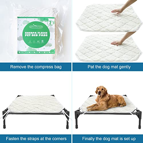 Elevated Dog Bed Pad Waterproof 2 Pack (25" X32"), Soft Plush Dog Pet Pad for Dog Cot Bed, Machine Washable Dog/Cat Beds Pad with Corner Straps, Waterproof (Pad Only, Bed not Included)