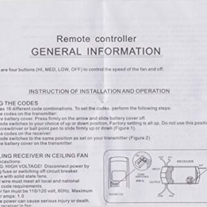 Ceiling Fan Remote Control Kit Replacement for Hampton Bay Hunter 3-Speed Dimmer UC7078T CHQ7078T CHQ8BT7078T Fan-HD with Reverse Button L3H2003FANHD Fan-HD6 FAN-2R MR77A RR7087TR Altura 68 -Pikeman