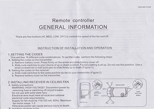 Ceiling Fan Remote Control Kit Replacement for Hampton Bay Hunter 3-Speed Dimmer UC7078T CHQ7078T CHQ8BT7078T Fan-HD with Reverse Button L3H2003FANHD Fan-HD6 FAN-2R MR77A RR7087TR Altura 68 -Pikeman