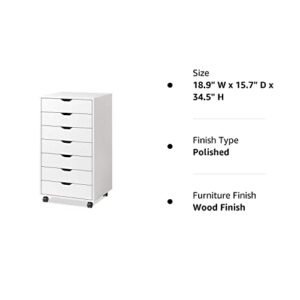 DEVAISE 7-Drawer Chest, Wood Storage Dresser Cabinet with Wheels, White