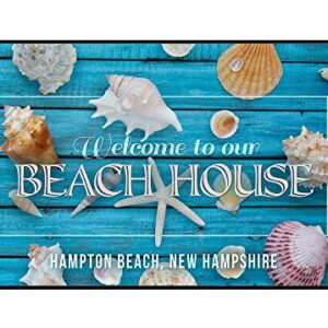 Hampton Beach, New Hampshire, Welcome to Our Beach House, Seashells (36x24 Framed Gallery Wrapped Stretched Canvas)