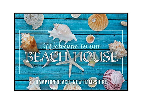 Hampton Beach, New Hampshire, Welcome to Our Beach House, Seashells (36x24 Framed Gallery Wrapped Stretched Canvas)