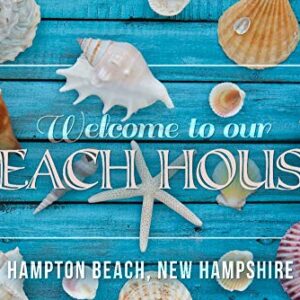 Hampton Beach, New Hampshire, Welcome to Our Beach House, Seashells (36x24 Framed Gallery Wrapped Stretched Canvas)