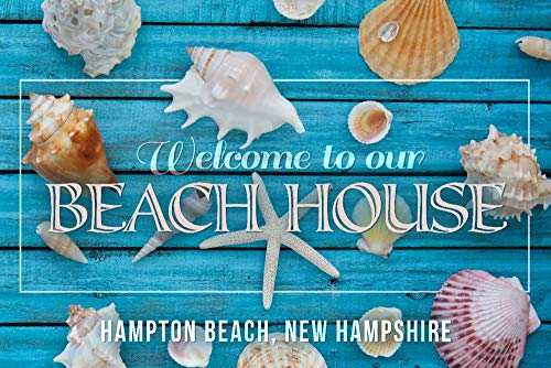 Hampton Beach, New Hampshire, Welcome to Our Beach House, Seashells (36x24 Framed Gallery Wrapped Stretched Canvas)