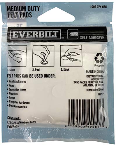 3/8 in. Heavy Duty White Felt Pads (75-Pack)