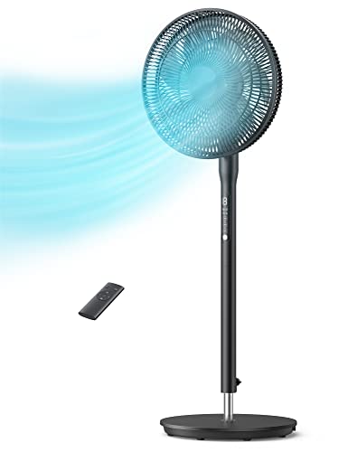 Delvit Standing fan,Oscillating Fan with Remote control,Quiet,Electric Pedestal 13 Speed Levels, 9-Hour Timer, 3 Wind Modes, 14-inch Adjustable Height for House Room Office Bedroom Use (Black)