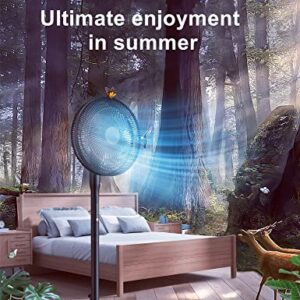 Delvit Standing fan,Oscillating Fan with Remote control,Quiet,Electric Pedestal 13 Speed Levels, 9-Hour Timer, 3 Wind Modes, 14-inch Adjustable Height for House Room Office Bedroom Use (Black)