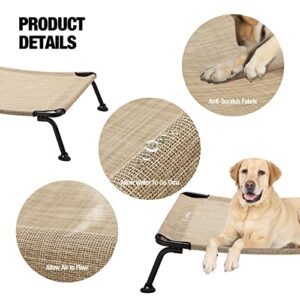 Veehoo Curved Cooling Elevated Dog Bed, Black Frame Outdoor Raised Dog Cot, Chew Proof Pet Bed with Washable & Breathable Textilene Mesh, Non-Slip feet for Indoor & Outdoor, X Large, Beige Coffee