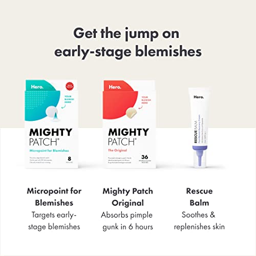 Mighty Patch Micropoint for Blemishes from Hero Cosmetics - Hydrocolloid Acne Spot Treatment Patch for Early Stage Zits and Hidden Pimples, 395 Micropoints (8 Patches)