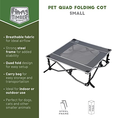 TIMBER RIDGE Folding Pet Bed Cot Mesh Sleep Bed for Dogs Cats Other Small Animals 25" L x 25" W x 8.3" H