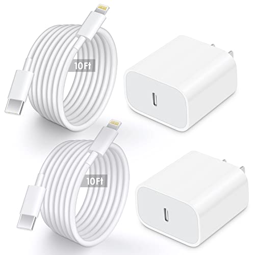 iPhone Charger 10 FT [Apple MFi Certified] 2Pack iPhone 13 14 Charger Fast Charging with USB C to Lightning Cable,20W PD USB C Charger Block Long iPhone Charger Compatible with iPhone 14/13/12/11,iPad