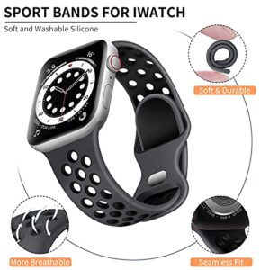 Lerobo Sport Bands Compatible with Apple Watch Band 45mm 44mm 42mm 49mm Women Men,Soft Silicone Breathable Replacement Band Compatible for Apple Watch SE iWatch Series 8 7 6 5 4 3 2 1,Anthracite Black