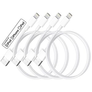 [apple mfi certified] iphone charger 3 ft 4 pack, lightning to usb cable 3 foot,fast iphone charging cables cord for iphone 13 pro max/12 mini/11/xr/xs/x/8/7/6/ipad pro/air/mini-3 feet white