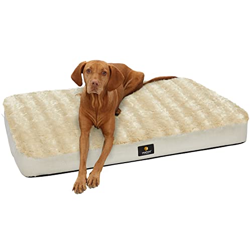 Veehoo Soft Air Mattress Dog Bed, Chew Proof Orthopedic Pet Beds for Large Dogs, Durable and Washable Calming Dog Cot with Fluffy Comfort Bed Cover, X-Large, Oyster