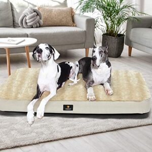 Veehoo Soft Air Mattress Dog Bed, Chew Proof Orthopedic Pet Beds for Large Dogs, Durable and Washable Calming Dog Cot with Fluffy Comfort Bed Cover, X-Large, Oyster