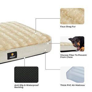 Veehoo Soft Air Mattress Dog Bed, Chew Proof Orthopedic Pet Beds for Large Dogs, Durable and Washable Calming Dog Cot with Fluffy Comfort Bed Cover, X-Large, Oyster