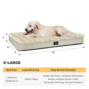 Veehoo Soft Air Mattress Dog Bed, Chew Proof Orthopedic Pet Beds for Large Dogs, Durable and Washable Calming Dog Cot with Fluffy Comfort Bed Cover, X-Large, Oyster