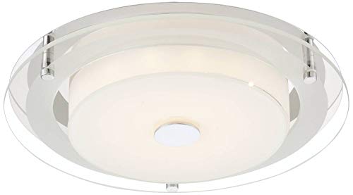 Possini Euro Design Clarival Modern Ceiling Light Flush-Mount Fixture 12 1/2" Wide Sleek Chrome Dimmable LED Clear Ring White Acrylic Diffuser for Bedroom Kitchen Living Room Hallway Dining House