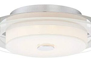 Possini Euro Design Clarival Modern Ceiling Light Flush-Mount Fixture 12 1/2" Wide Sleek Chrome Dimmable LED Clear Ring White Acrylic Diffuser for Bedroom Kitchen Living Room Hallway Dining House