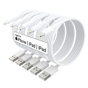 iphone charger fast charging[apple mfi certified] 5pack 10ft long lightning cable fast high speed data sync iphone charger cord for iphone 14/13/12/11 pro max/xs max/xr/xs/x/8/7/plus airpods (white)