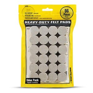 smart surface 8725 heavy duty self adhesive furniture felt pads 1-inch round oatmeal 96-piece value pack in resealable bag