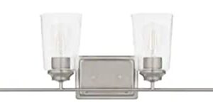 Hampton Bay Evangeline 32.375 in. 4-Light Brushed Nickel Farmhouse Bathroom Vanity Light with Clear Seeded Glass Shades