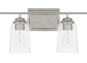 Hampton Bay Evangeline 32.375 in. 4-Light Brushed Nickel Farmhouse Bathroom Vanity Light with Clear Seeded Glass Shades